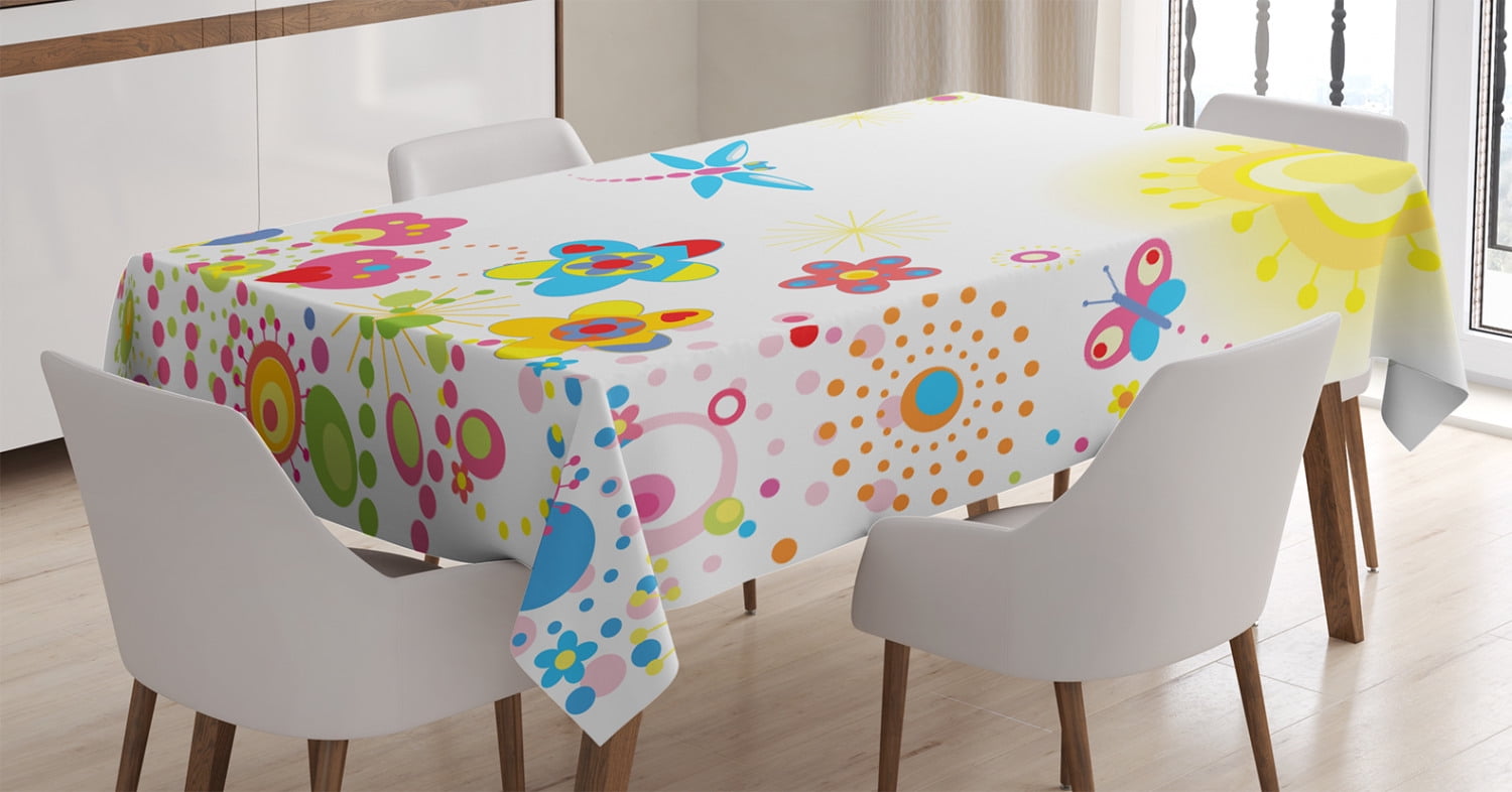 Ambesonne Dragonfly Tablecloth Rectangular Table Cover, Dandelions ...