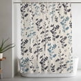 Farm Black Blue Leaves Shower Curtain for Bathroom, Country Style Leaf ...