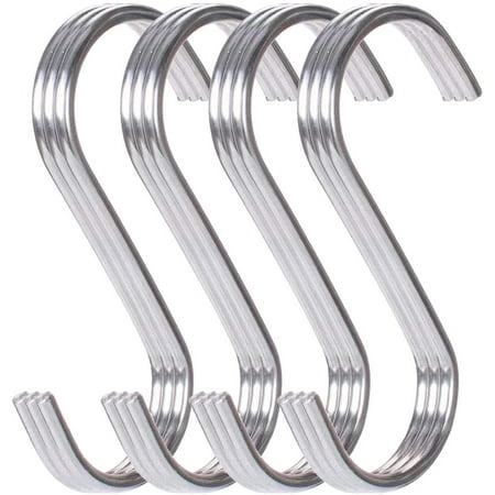 12 Pcs S Shaped Hooks Stainless Steel Flat S Hooks Heavy Duty Solid ...