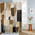 Bathroom Shower Curtain Retro Brown Color Blocks Waterproof Shower ...