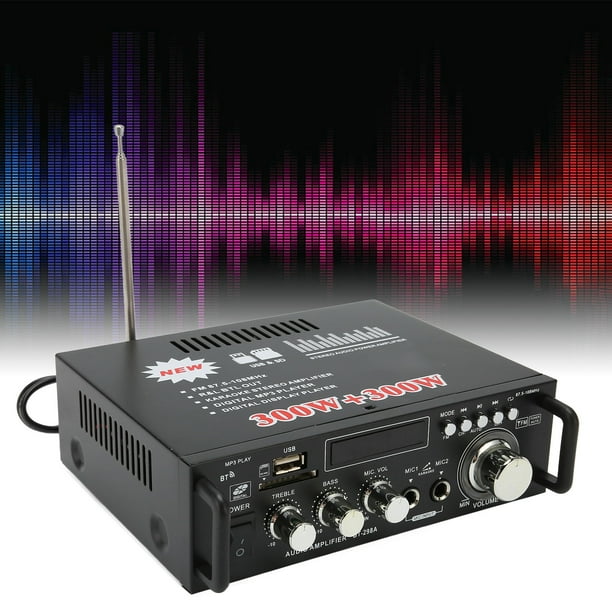 BT , 80W X 2 Stereo Receiver Mini Hi Fi Integrated Amp With Headphone Jack, Bass Treble Control ...