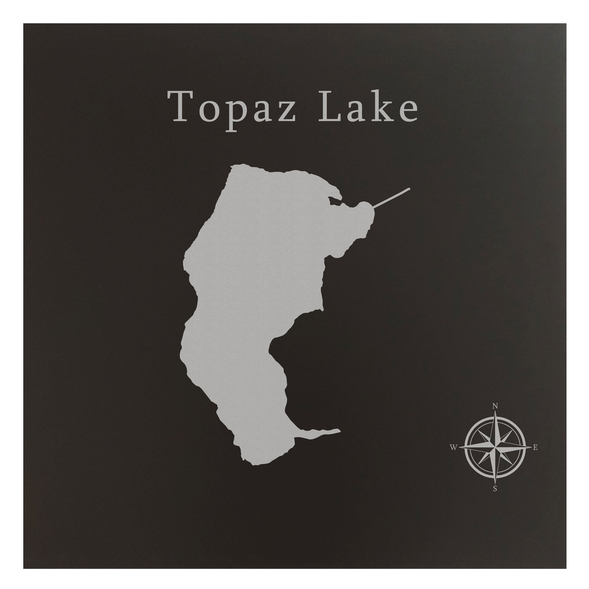 Topaz Lake Map 24x24" Black Metal Wall Art Office Decor Gift Engraved ...