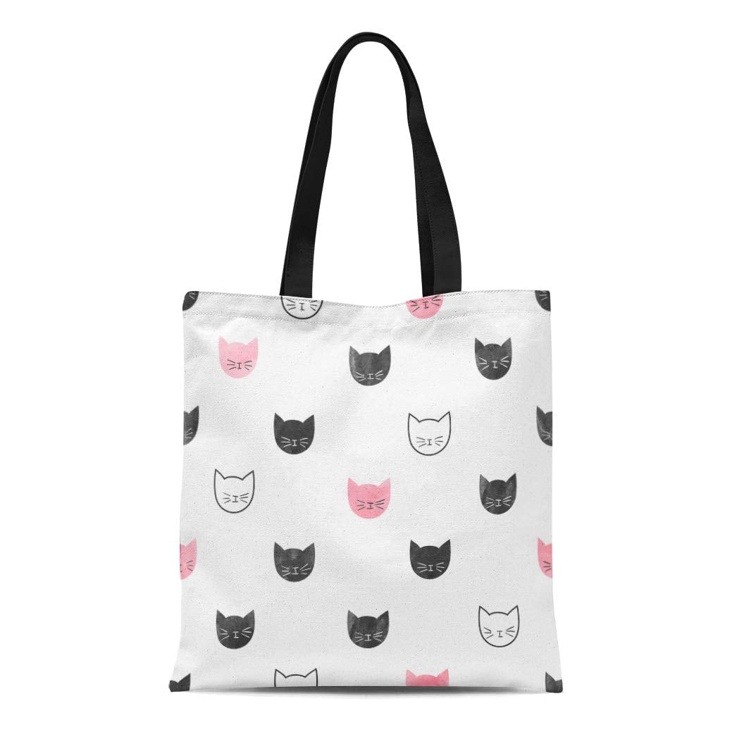 SIDONKU Canvas Bag Resuable Tote Grocery Shopping Bags Pink Little Cute ...