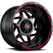 Off Road Monster M07 20X10 Gloss Black Candy Red Milled Custom Wheel ...