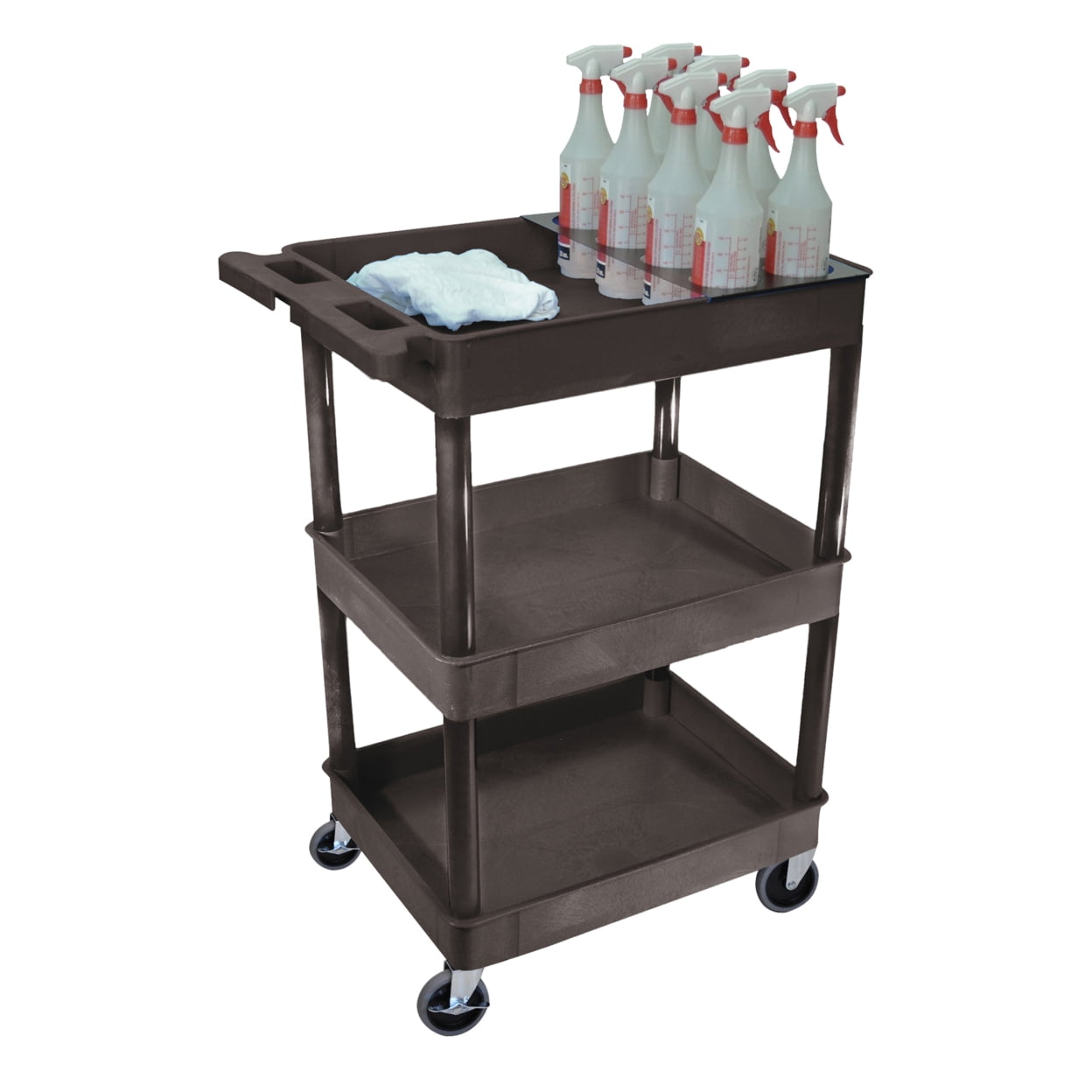 Multipurpose Utility Tub Cart With Bottle Holder And 3 Shelf - Black ...
