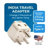 OREI Universal Power Plug Adaptor: World to India (Type D), 2 in 1, CE ...