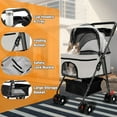 Pet Stroller for Small Dogs, Grey Foldable 4-Wheel Dog Stroller with ...