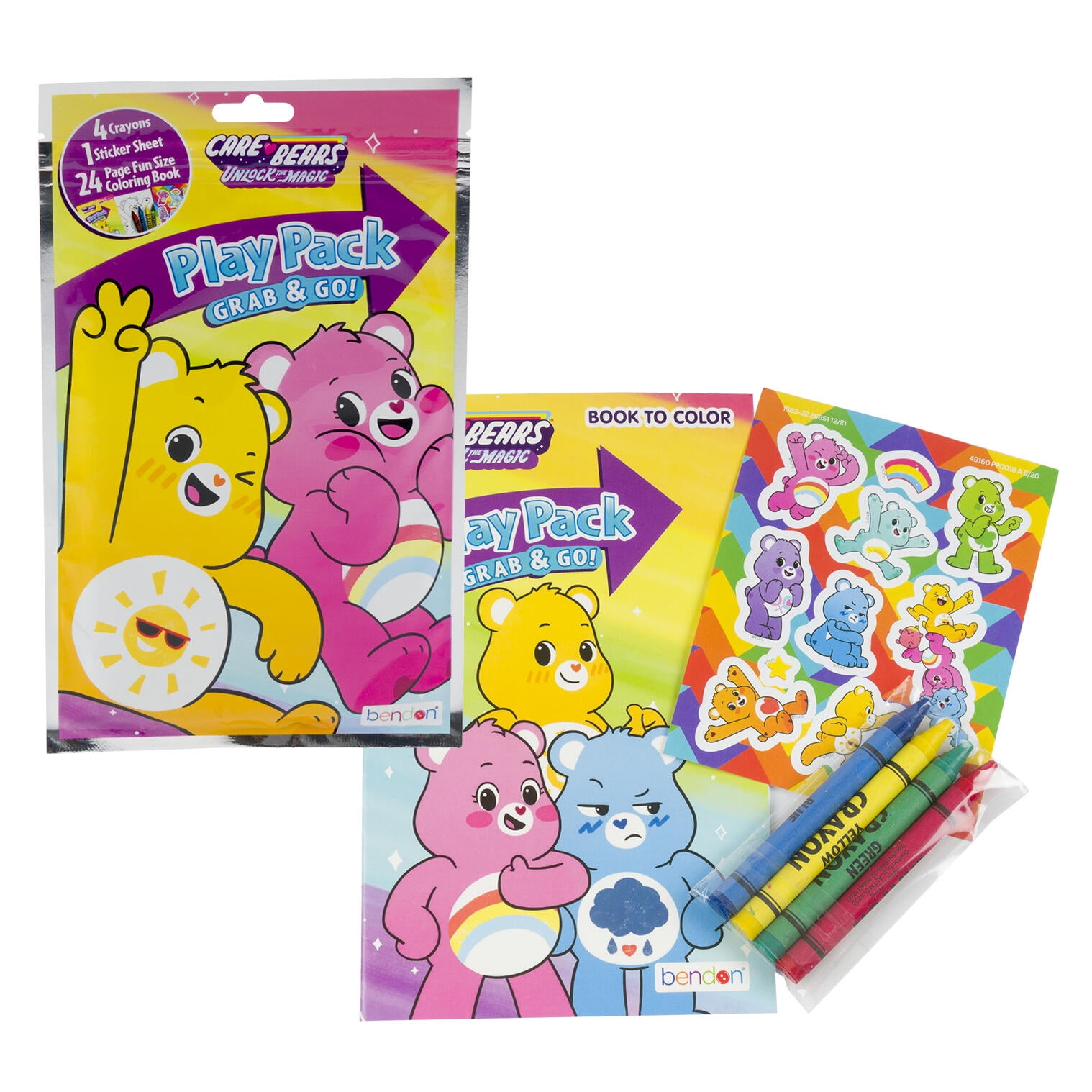 12 Pack Care Bears Play Pack- crayon, sticker sheet & coloring book ...