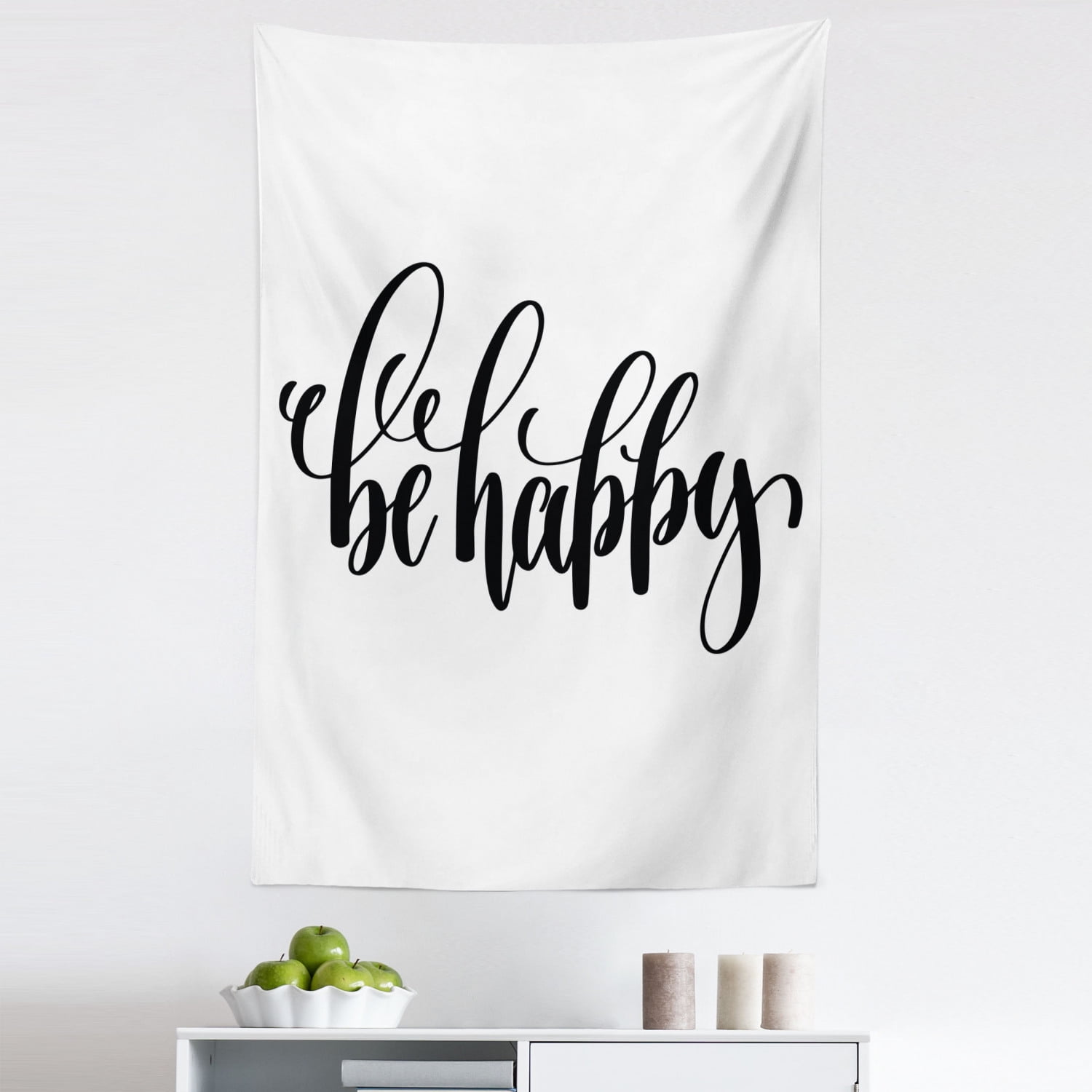 Be Happy Tapestry, Hand-written Style Lettering Calligraphic ...