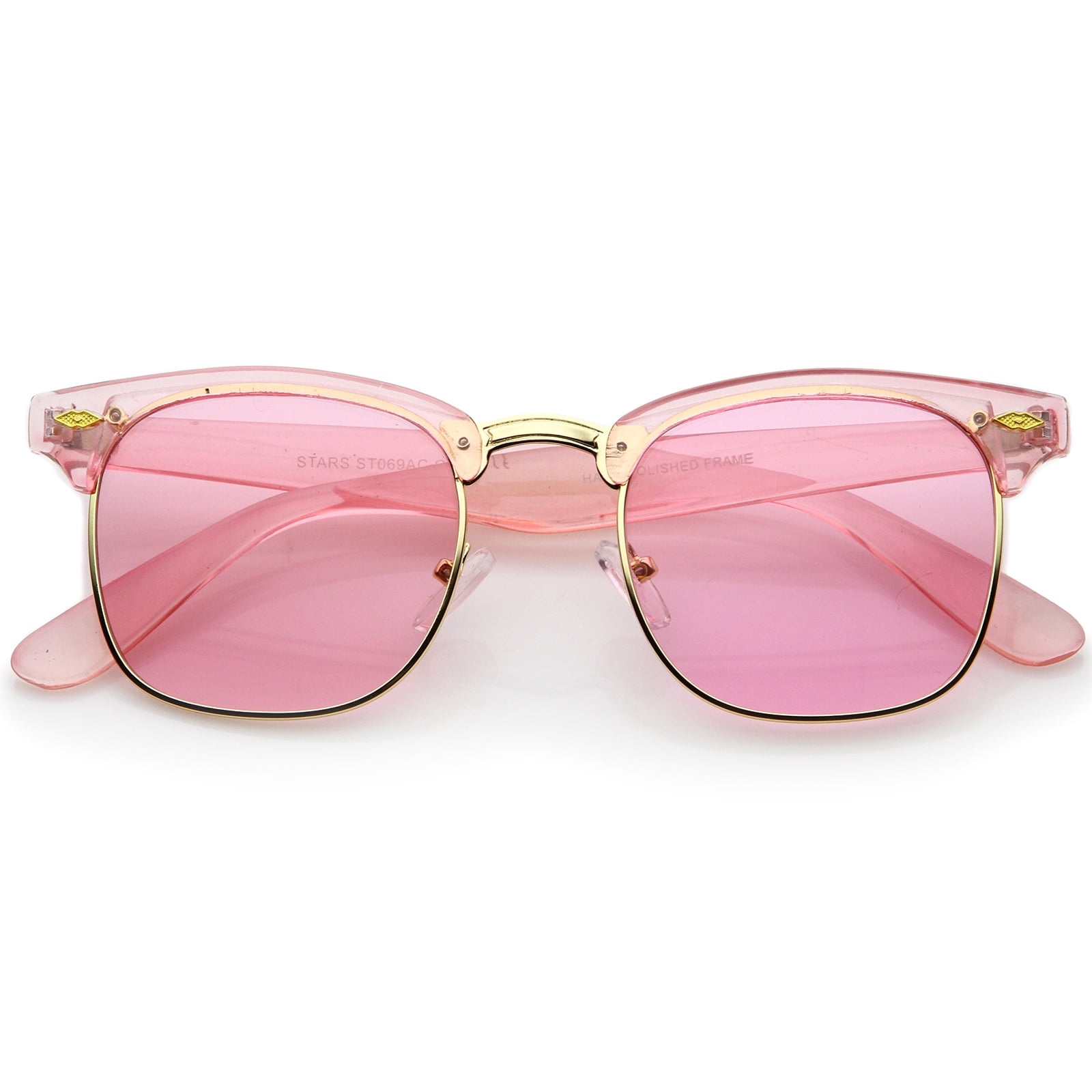 Colorful Transparent Horn Rimmed Tinted Lens Half-Frame Sunglasses 49mm ...