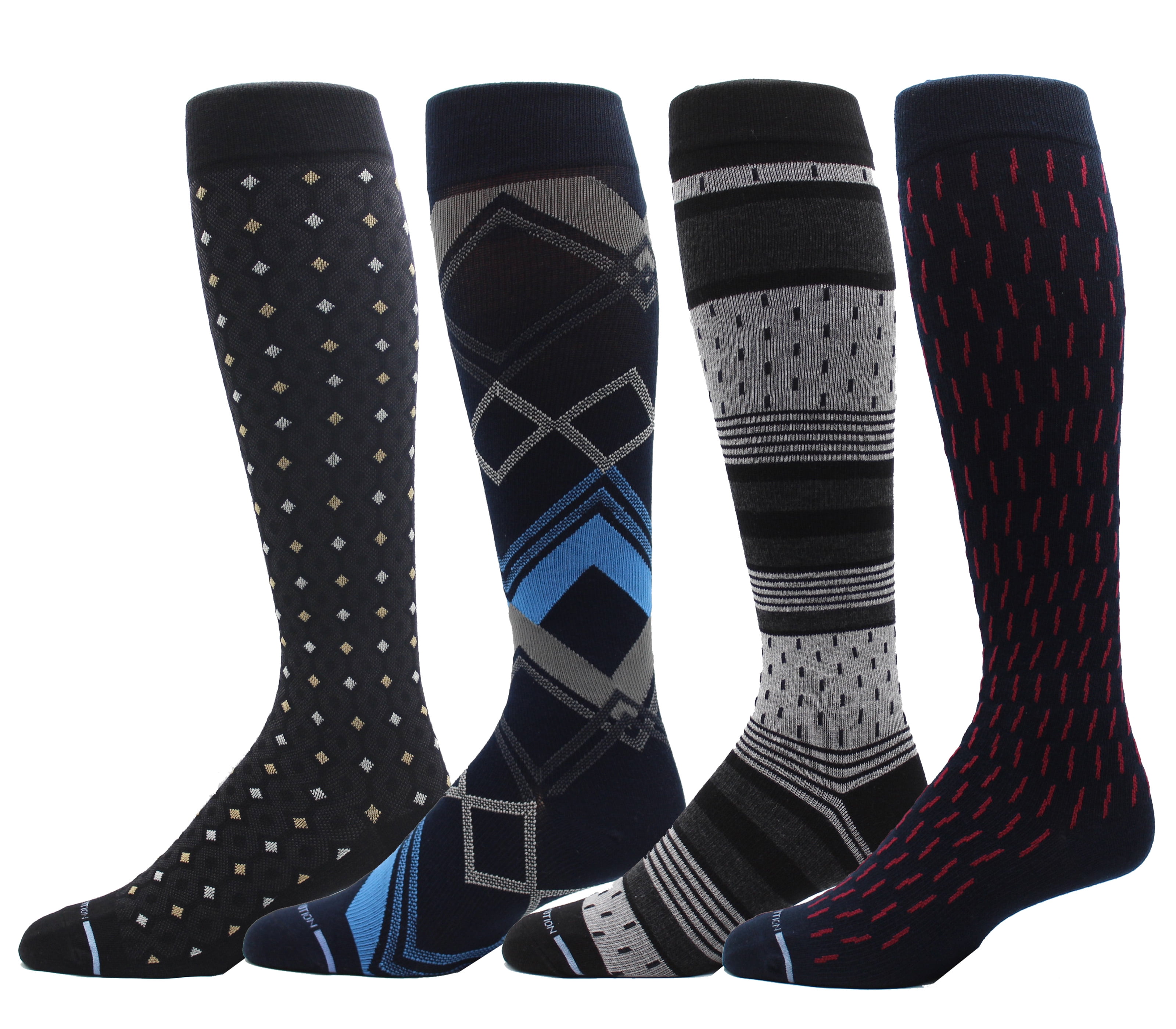 4 Pairs Men's Dr. Motion Athletic Traveler Graduated Compression Knee ...