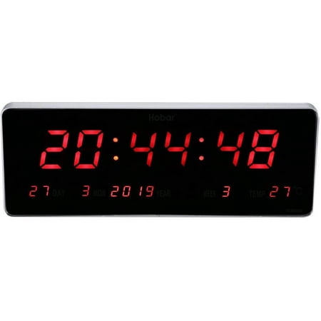 Alarm Clock, Digital LED Calendar Clock Temperature Wall Clocks EU Plug ...