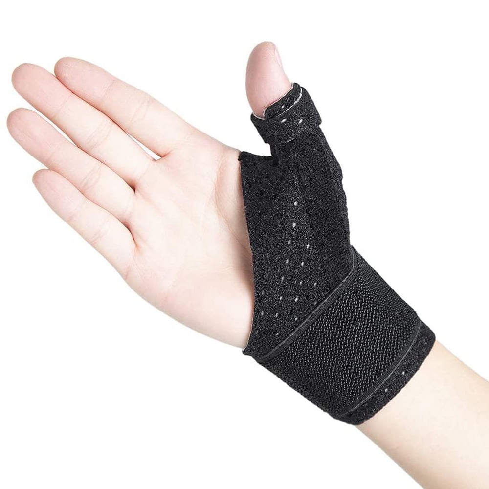 Double-sided thumb and wrist stabilization splint for sprain relief and ...