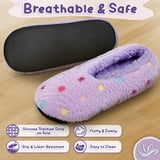 Bergman Kelly Fuzzy Soft Sole Non-Slip House Slippers, Polka Dot Design ...