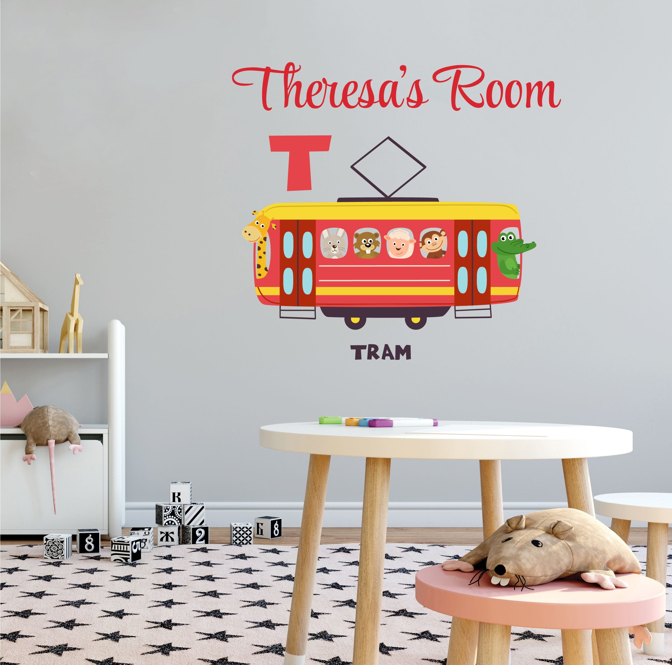 ALPHABET - Removable Home Nursery Art Safari Jungle Animals Tram Train ...