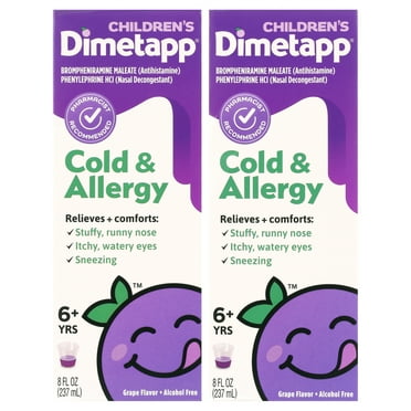 Dimetapp Children's Cold & Allergy Relief, Grape Flavor, 8 Oz Each, 4 ...