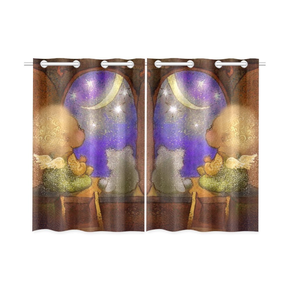 MYPOP Christmas Angel Window Curtain Kitchen Curtain 26x39 inches (Two ...