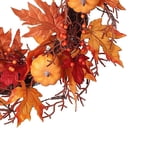 Haute Decor 24 Inch Pre-Lit Fall Pumpkin Artificial Wreath with 30 Warm ...