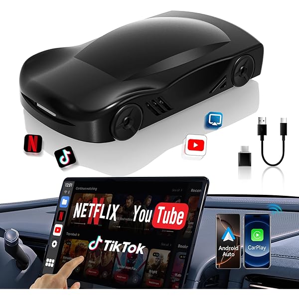 Wireless CarPlay & Android Auto Adapter, Supports Netflix/YouTube ...