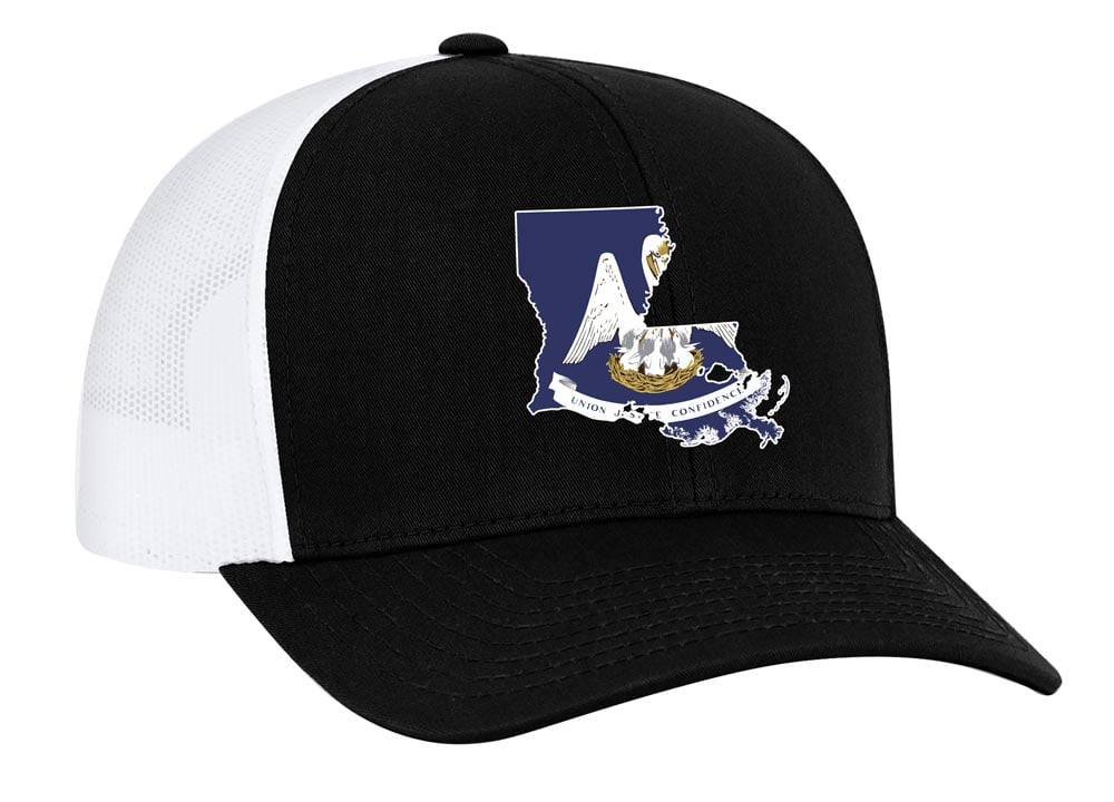 Heritage Pride Embroidered State Flag Mesh Back Trucker Hat-Louisiana ...