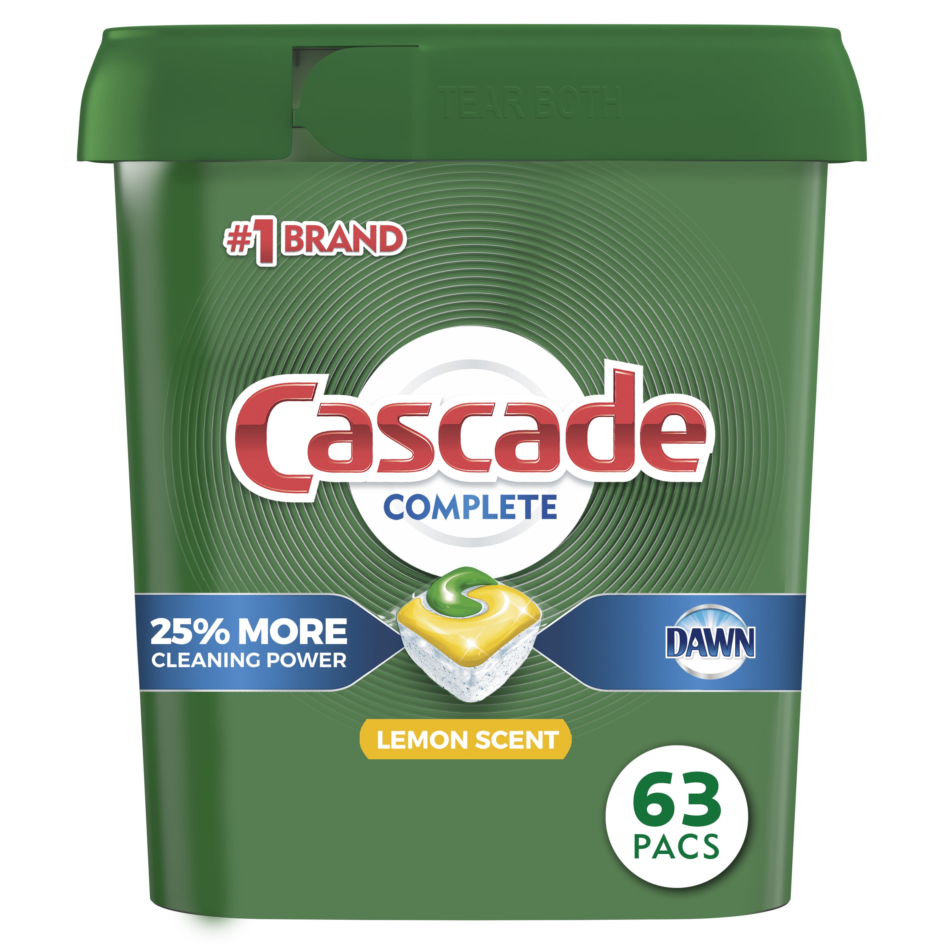 Cascade Complete Dishwasher Pods, ActionPacs Dishwasher Detergent Tabs ...