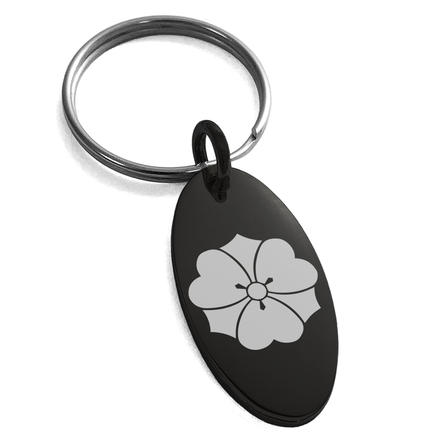 Stainless Steel Sakai Samurai Crest Engraved Small Oval Charm Keychain ...