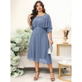 Dusty Blue Plus Size Elegant Party Dress With Rhinestone-Embellished ...