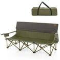 Costway 3 Person Folding Camping Chair Heavy-Duty Camp Couch with 2 Cup ...