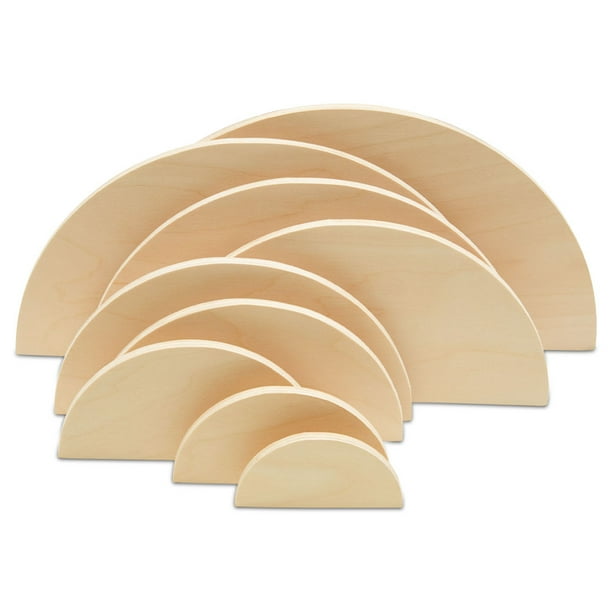 Round Wood Stacker Semicircles, 5 Sets of 10 Wooden Half Circle Cutouts ...