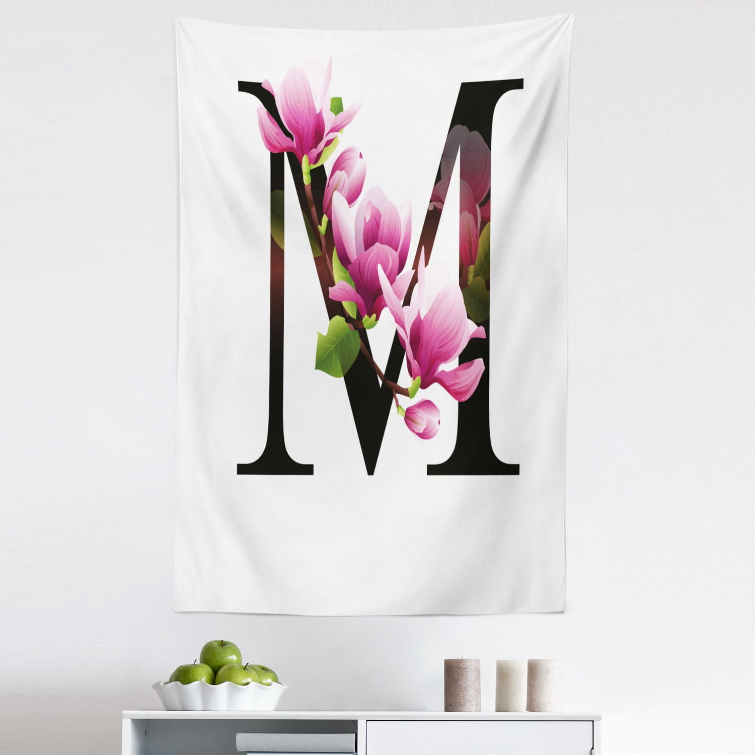 Letter M Tapestry, Magnolia Florets Dignity and Nobility Expressing ...