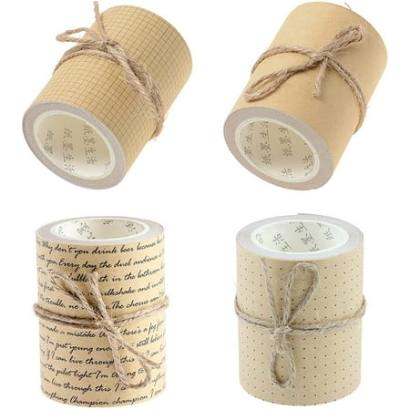 4 Rolls Washi Tape 6cm/2.36inches Kraft Paper Vintage Retro Adhesive ...