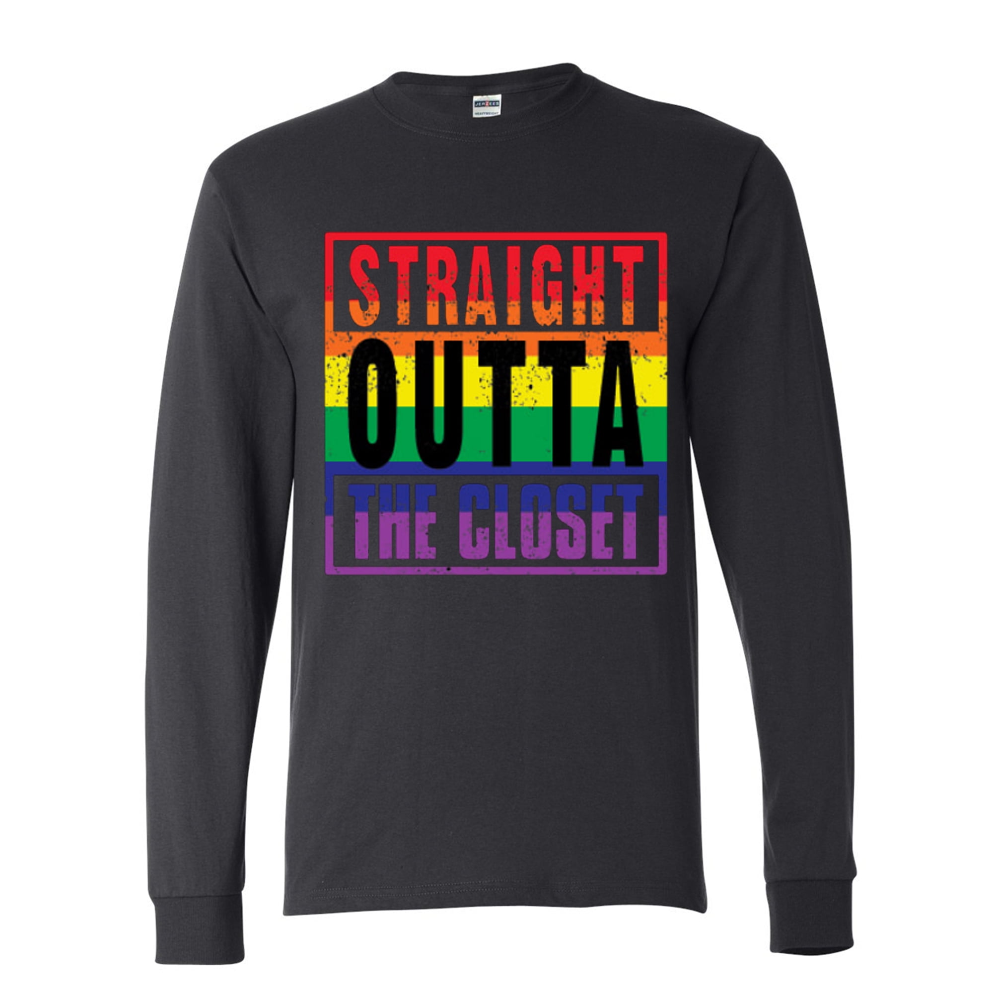Straight Outta The Closet LGBT Rainbow Pride Mens Long Sleeves ...