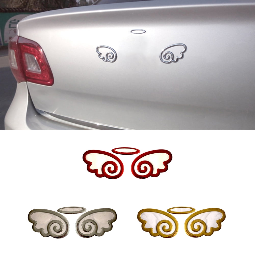 SPRING PARK Car Styling Lovely 3D Angel Wings Sticker Vehicle Body Logo ...