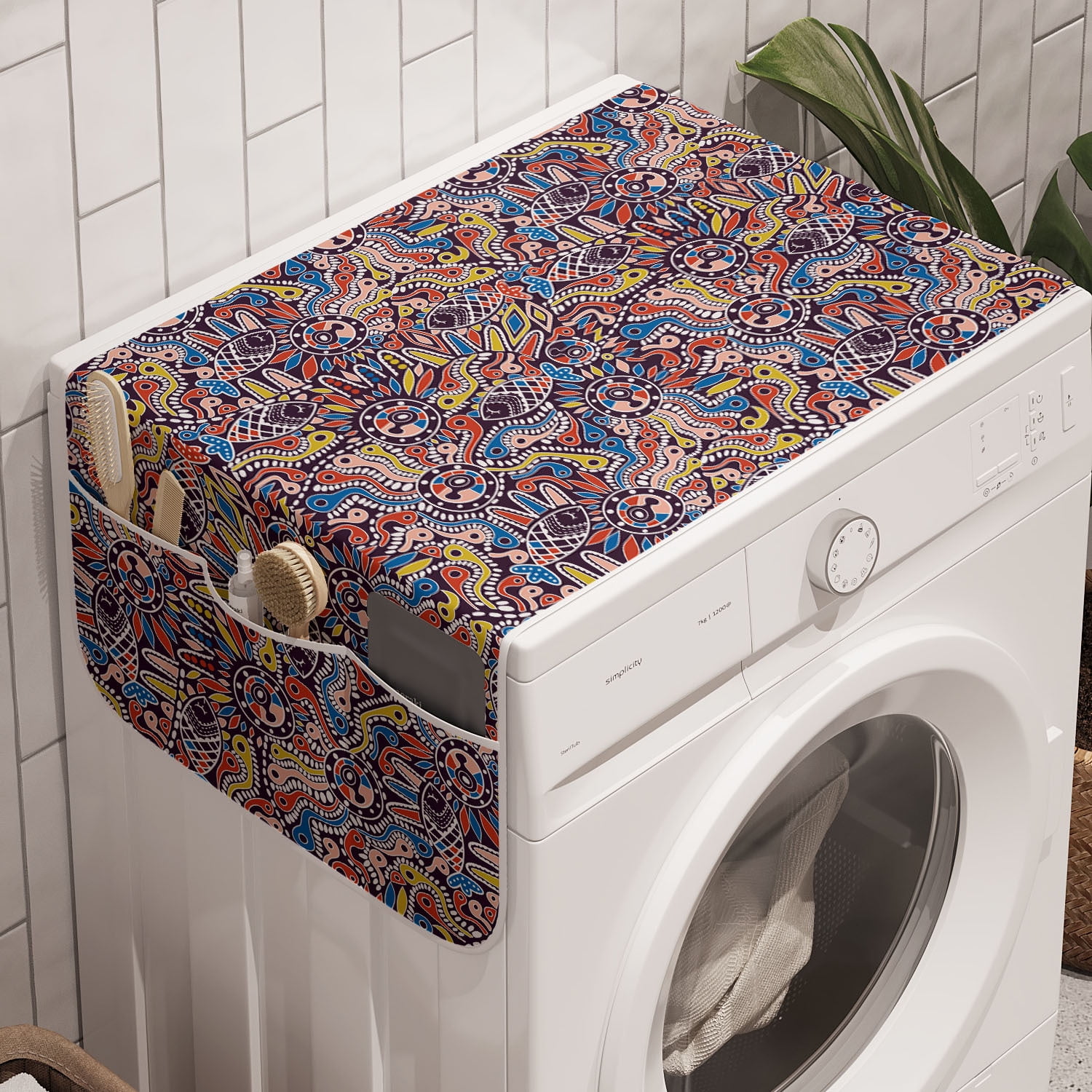 Ethnic Washing Machine Organizer, Mosaic Style Folk Primitive ...