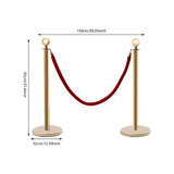 6Pcs Crowd Control Barrier Metal Base Gold Stanchion Post + 5 ft Red ...