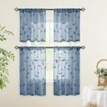 Stone Blue Floral Sheer Curtains 63 Inches Long 2 Panels Embroidered ...