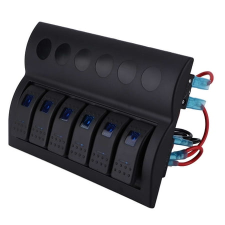 6 Gang Rocker Switch, Reinforced Design 6 Gang Toggle Switch Black ...