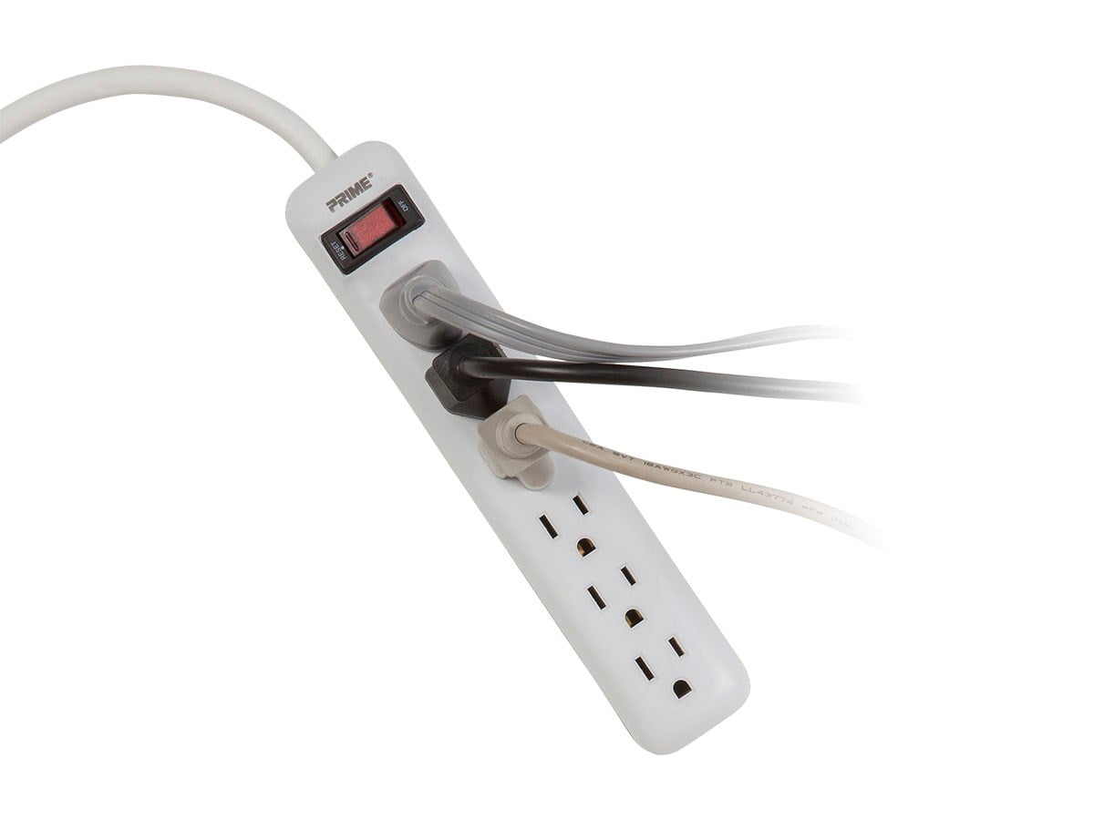 Monoprice Prime 6 Outlet Power Strip -White With 1.5 Foot Cable/Chord ...