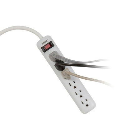Prime 6 Outlet Power Strip -White With 1.5 Foot Cable/Chord, Straight ...