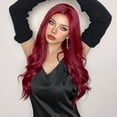 RightOn Long Wavy Red Wigs Red Wigs for Women Natural Synthetic Hair ...