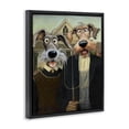 Stupell Industries American Gothic Pups Black Framed Floater Canvas ...