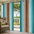Brown Blue Striped Outdoor Curtains for Patio, Modern Vintage Wood ...
