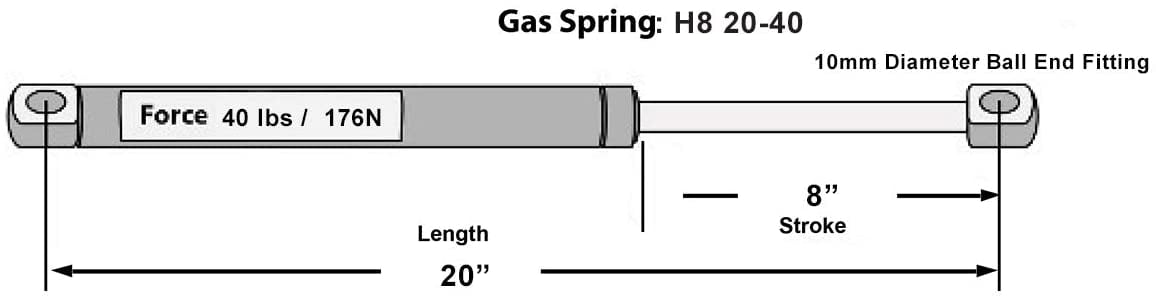 Hatchlift Products Gas Spring 20" x 40 lb Force - Walmart.com