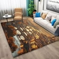 Bridge Landscape Area Rugs, Brown Scenery Building Bridge Carpet ...