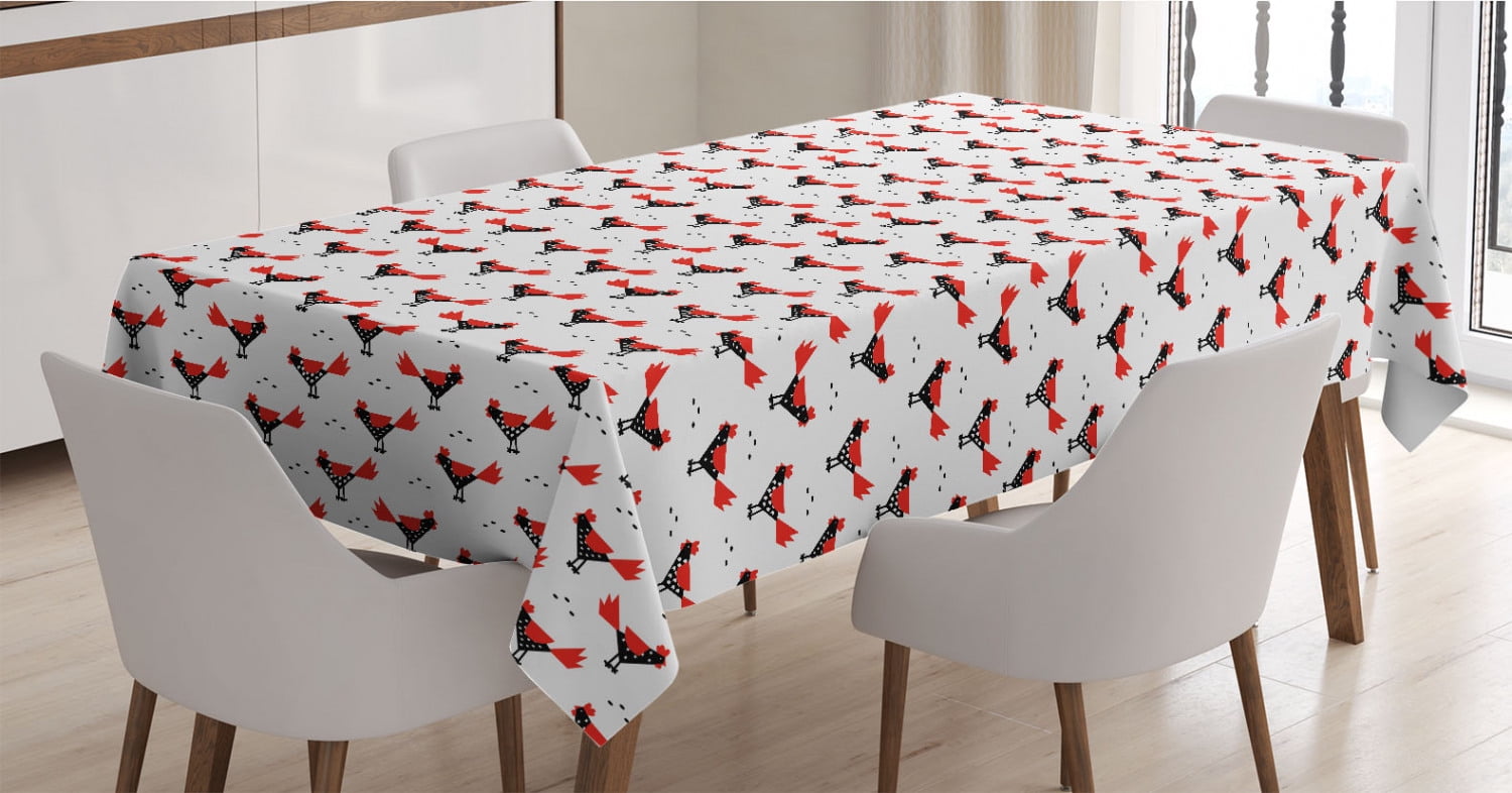 Rooster Tablecloth, Abstract Farm Animal with Different Patterns on ...