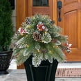 CC Christmas Decor Pre-Lit Flocked Pine and Berries Christmas Urn ...