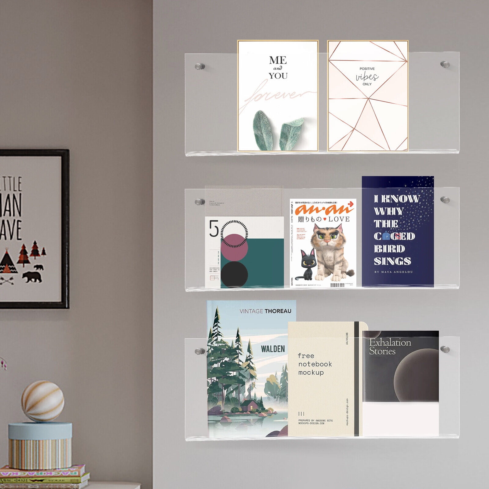 3 Tier Acrylic Brochure Holder Wall Mount Flyer Literature Pamphlet ...