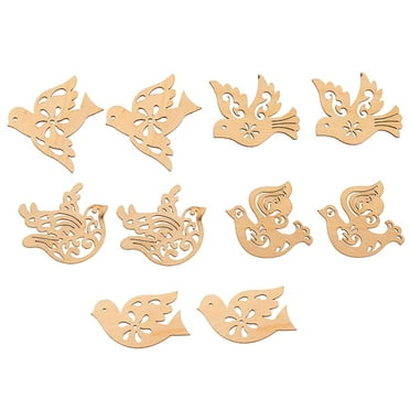 50-Piece Assorted Sizes Shapes Wood Cutouts Shapes Wooden Decoupage ...