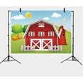 5x3FT Farm Backdrop Cartoon Farm Theme Party Supplies Red Farm Windmill ...