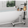 Tilting Hospital Bed with Wheels, Adjustable Overbed Bedside Table ...